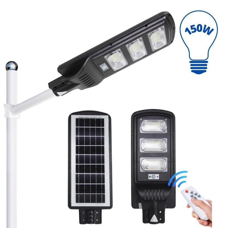 Luminária Holofote Solar Potente 150W Com Controle + Suporte - World ...