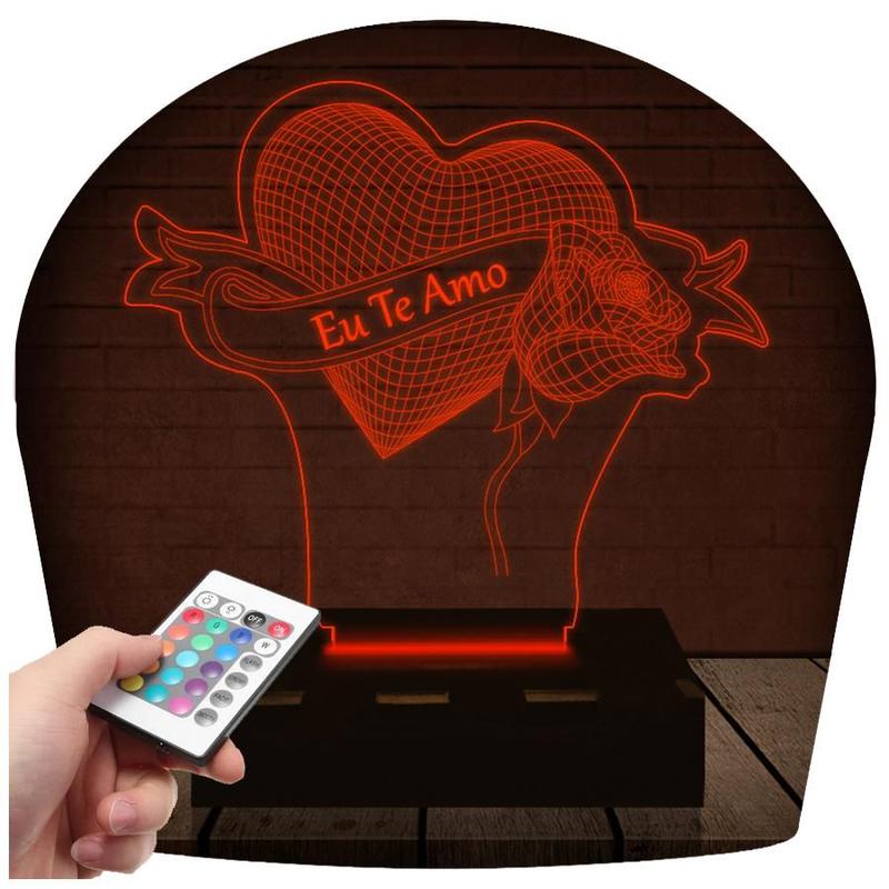 Luminária Led 3d Dia Dos Namorados Coração 2 16 Cores - RB Criações ...