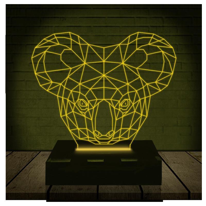 Luminária Led 3d Koala Coala Austrália Abajur 16 Cores + Controle - 3D ...