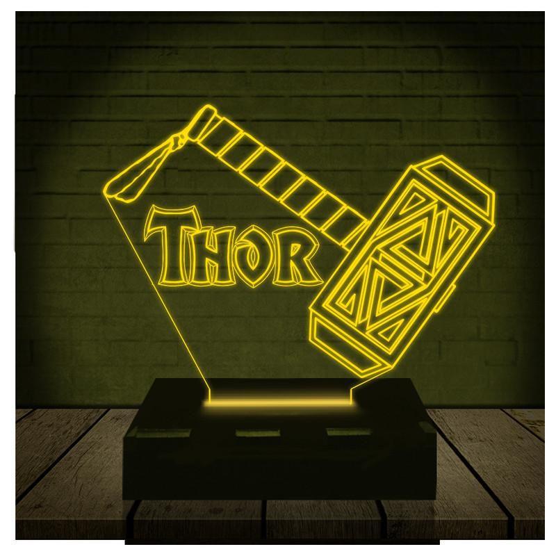 Luminária Led 3d Martelo Thor Mjolnir Abajur - 3D Fantasy - Luminária ...