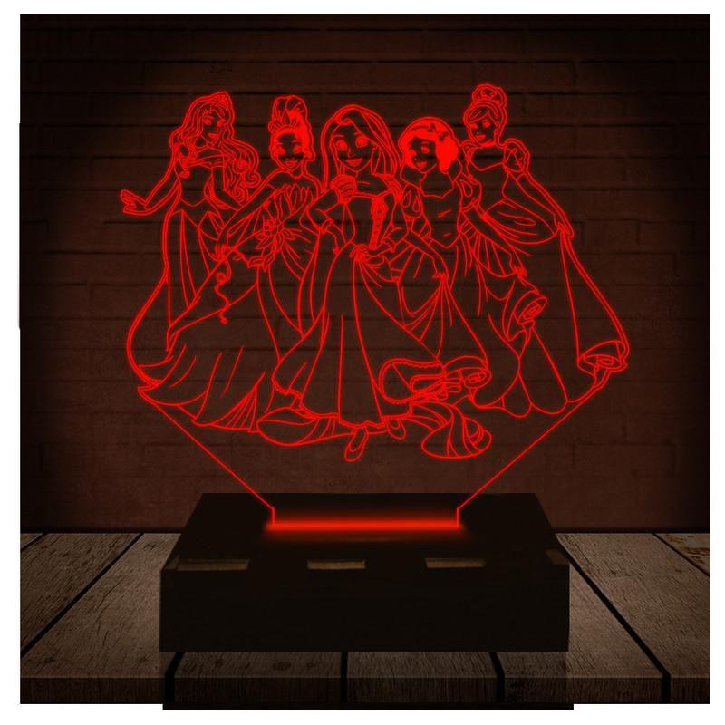 Luminária Led 3d Princesas Disney Abajur - 3D Fantasy - Luminária ...