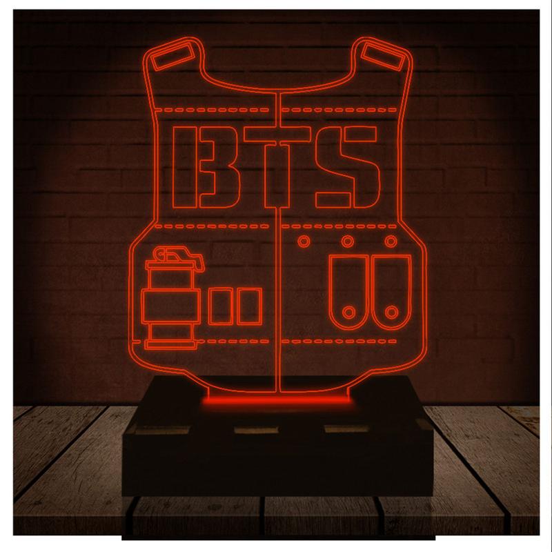 Luminária Led Abajur 3D BTS Korea - RB Criações - Luminária - Magazine ...