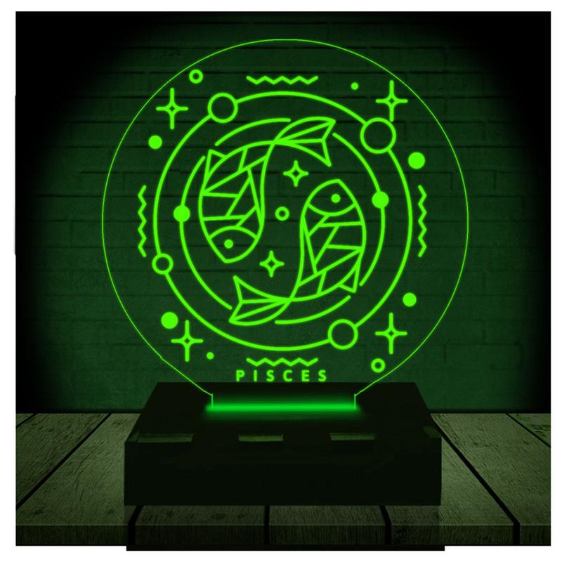 Luminária Led Abajur 3D Peixes Signo 7 - RB Criações - Luminária ...