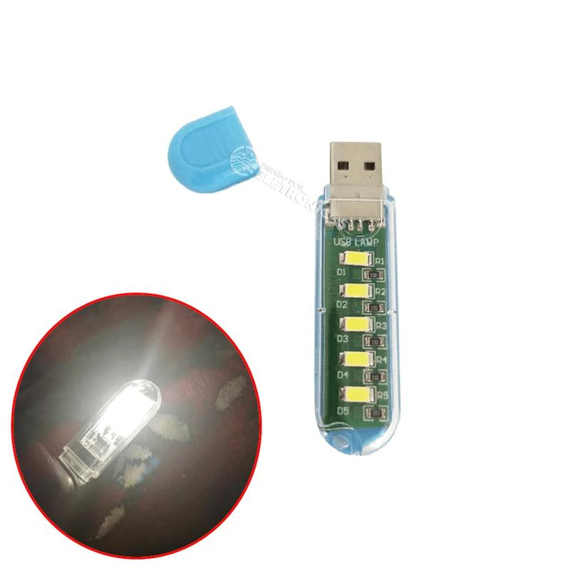 Luminária LED USB Com 5 LED Branco Frio Formato De Pen Drive para casa ...