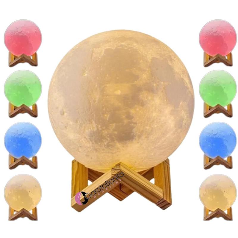 Luminária Lua Cheia Cores Variadas Touch Luz 3D Moon 18cm - GAROTA BONITA - Luminária - Magazine ...