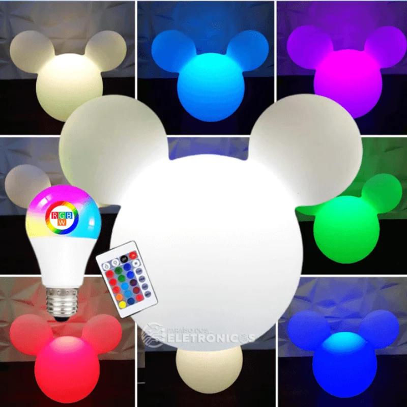 Luminária Mickey Clean Abajur Para Iluminar Decorar Com Lâmpada LED ...