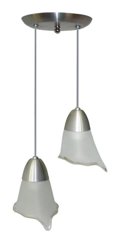 Luminária Pendente Duplo Com 02 Vidros Flor Tulipa 02 Juntos na mesma ...