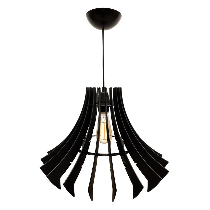 Luminária Pendente Lírio Ana Bela Preto Lâmpada Lustre - Poptem ...