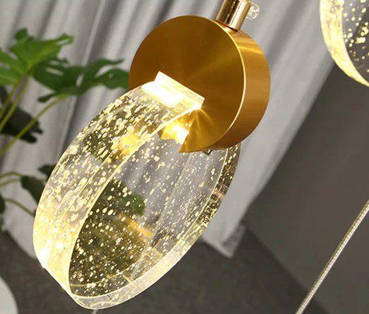 Luminaria Pendente Lua Dourado Gold Cristal Bolhas Led 3000k - GMH - Luminária - Magazine Luiza