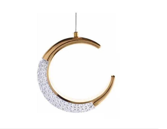 Luminária Pendente Lua Minguante Crescente 3 Tons de Luz Dourado Cristal Bivolt - AAATOP ...