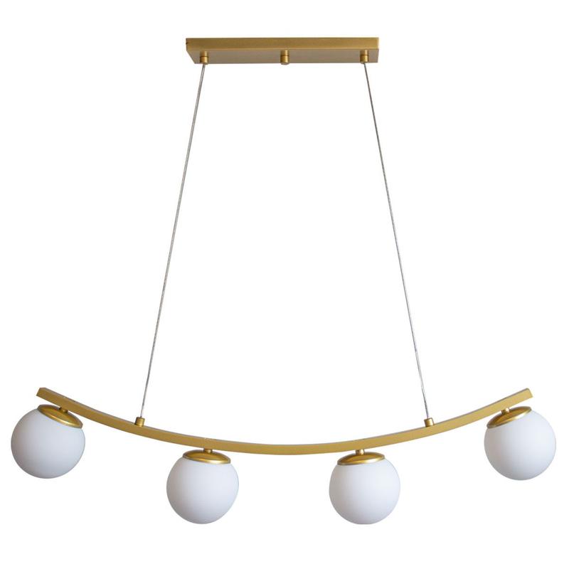 Luminária Pendente Nero Down Dourado 4 Globos Leitosos 10Cm - Iluminar ...