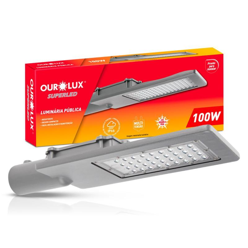 Luminária Publica Superled 100W Ip66 Bivolt 6000K Luz Branca - OUROLUX ...