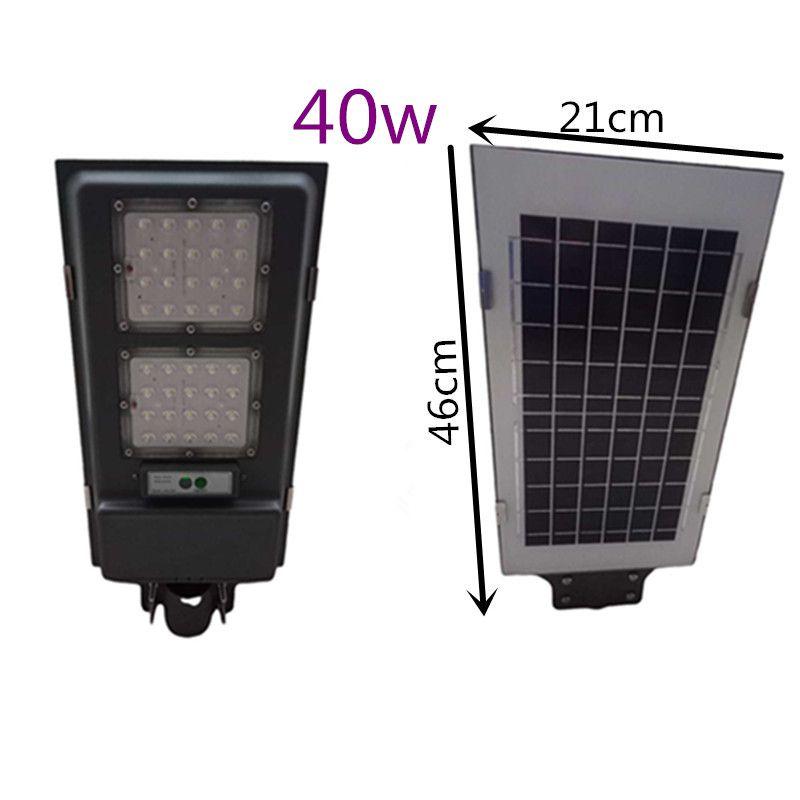 Luminária Solar Publica Led 40W sensor Com Placa solar poste - tltled ...