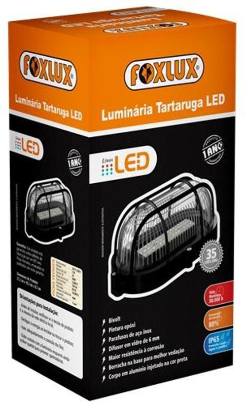 Luminaria Tartaruga Led 7W 3000K Bivolt Preta Fox - Foxlux - Luminária ...