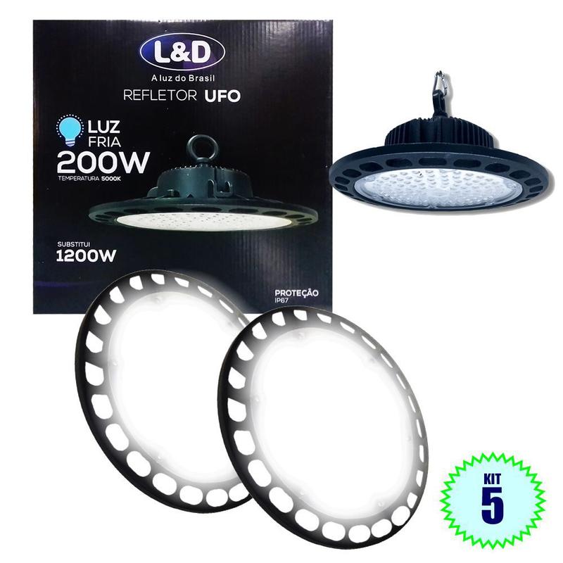 Luminária UFO Led 200w Highbay 120º Galpão Empresa Igreja Estoque ...