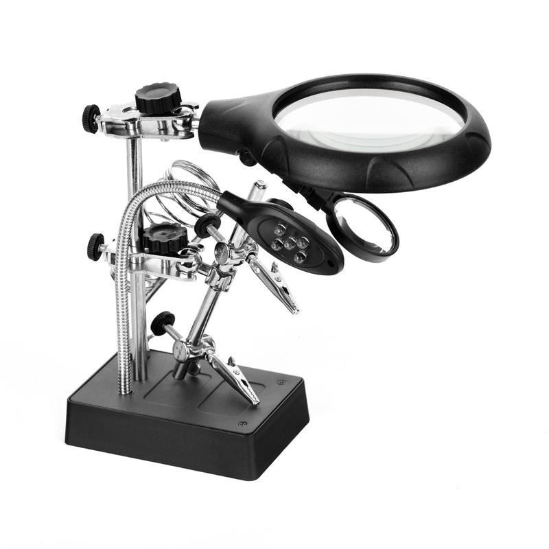 Lupa Bancada Eletrônica Mesa 5 Leds 3 Lentes Garras De Solda - VOLINI ...