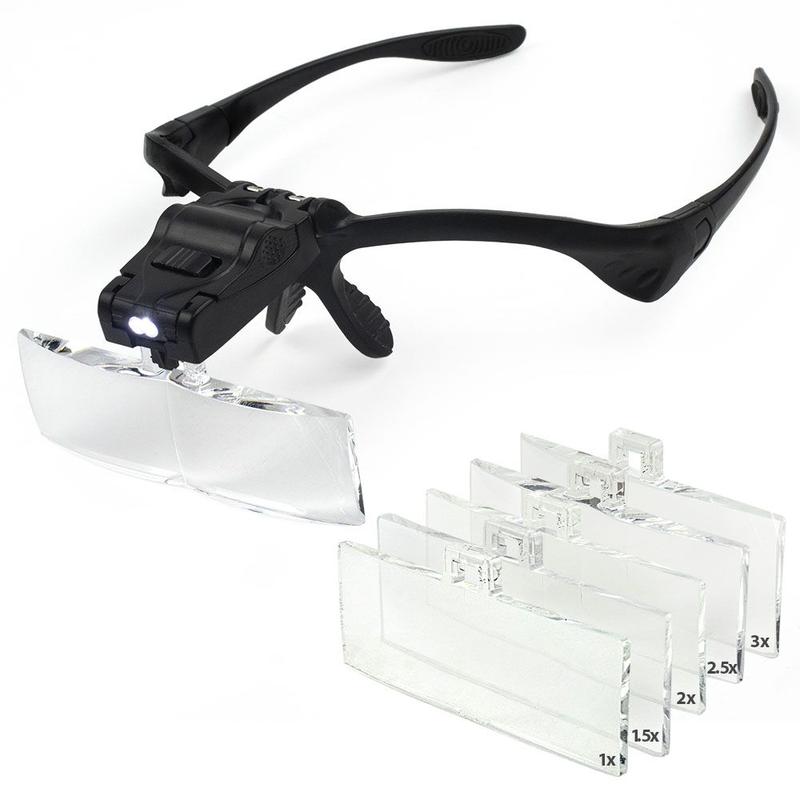 Lupa de Cabeça Óculos Profissional com 5 Lentes de Aumento e Luz de Led ...