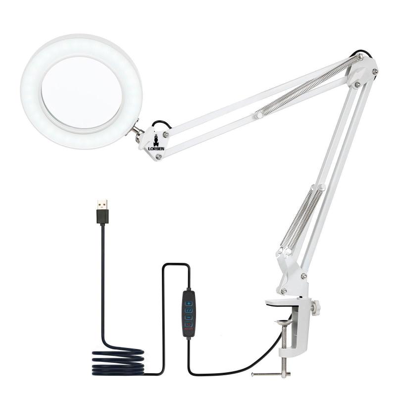 Lupa Luminária Articulável Led Ring Light Garra Base Lorben - Lupa ...