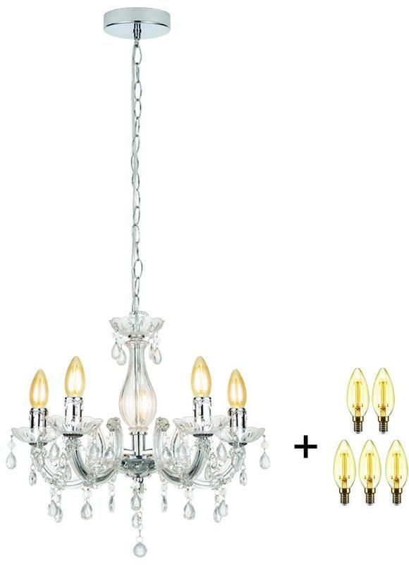 Lustre Acrílico Cristal 5 Braços Candelabro +5 lâmpadas Vela - Elgin ...