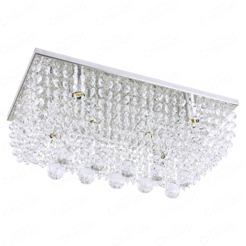 Lustre Cristal Legitimo Retangular Para 6 Lampadas Base Inox - Lustres ...