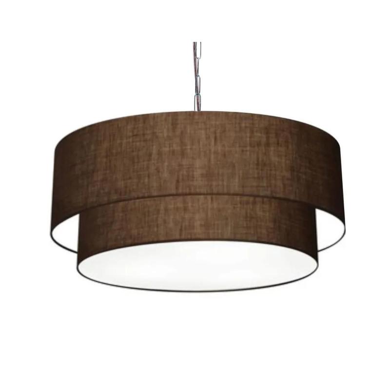 Lustre Pendente De Tecido Duplo Cilindrico Cor Marrom Escuro - Golden ...