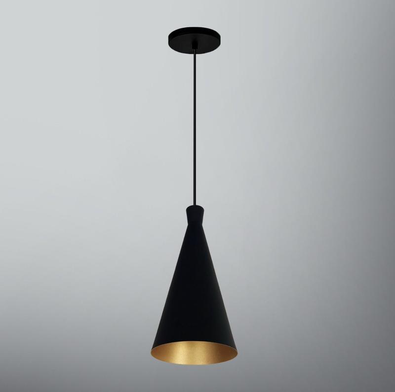Lustre pendente Funil Dixon Canadá Preto C/ Dourado - RRJV Negócios ...