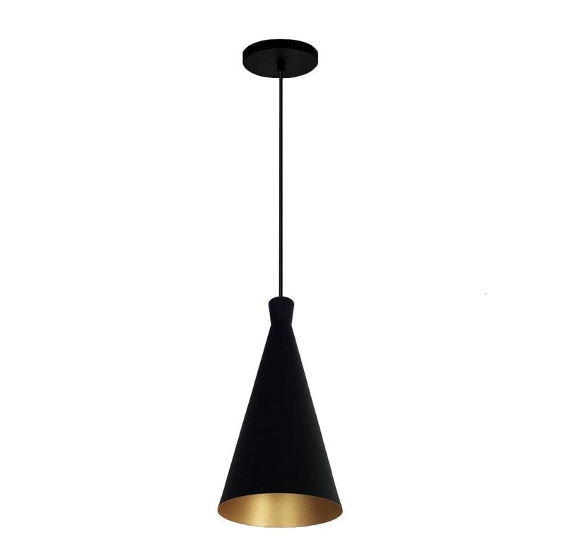 Lustre Pendente Funil Dixon Canadá Preto Com Dourado - Rrjv Negocios ...