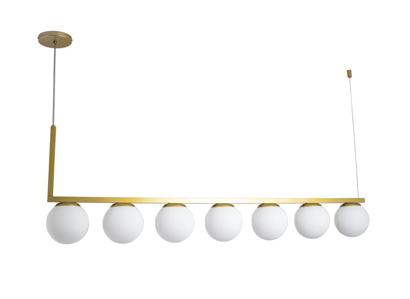 Lustre Pendente Haste Angular 7 Bolas Globo Dourado 130cm 196 - ILUMINAMUNDO - Lustre - Magazine ...