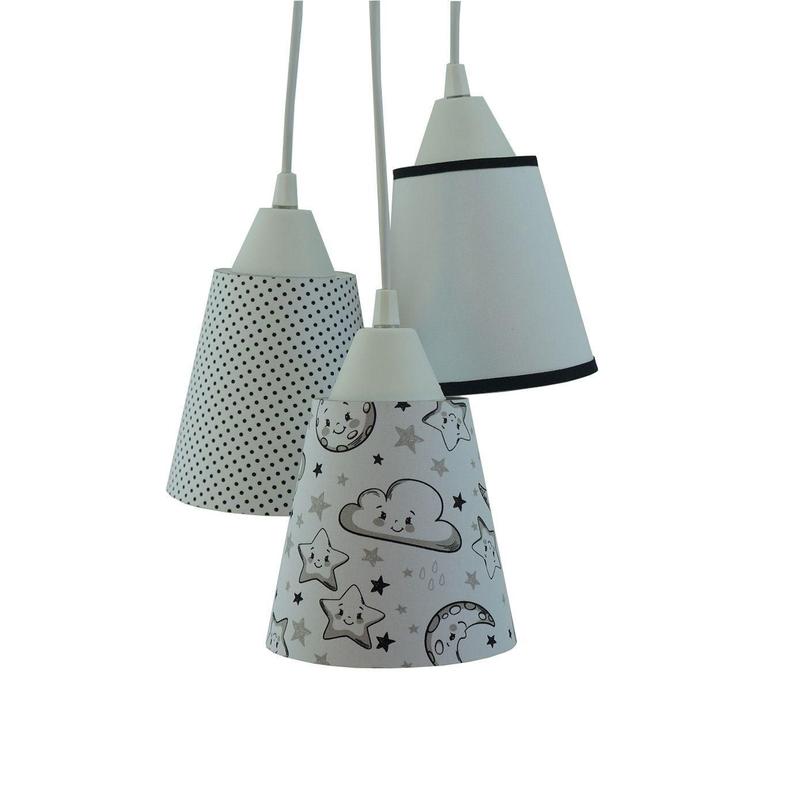 Lustre Pendente Luminária Bebê Nuvens Preto e Branco - Crie Casa ...