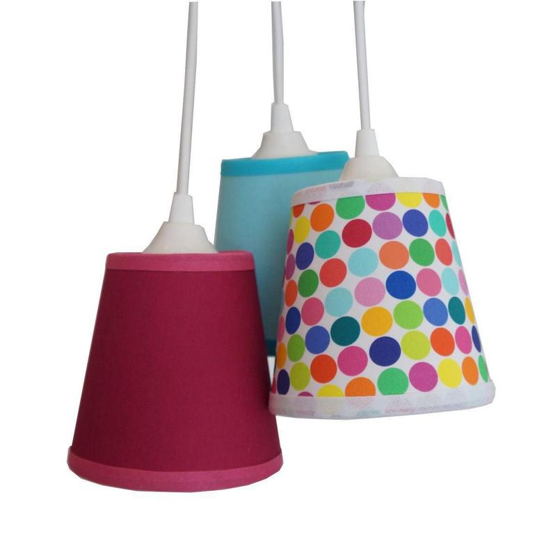 Lustre Pendente Luminária Tecidos Coloridos e Poás - Crie Casa - Lustre ...