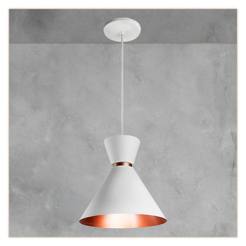 Lustre Pendente Luxo Rainha Elisabeth Branco C/ Cobre 1Unidade - RRJV ...