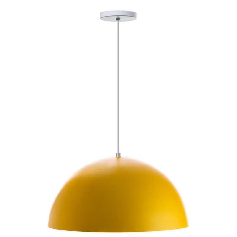Lustre Pendente Meia Lua 40cm Alumínio Amarelo/ Branco - RRJV - Lustre ...