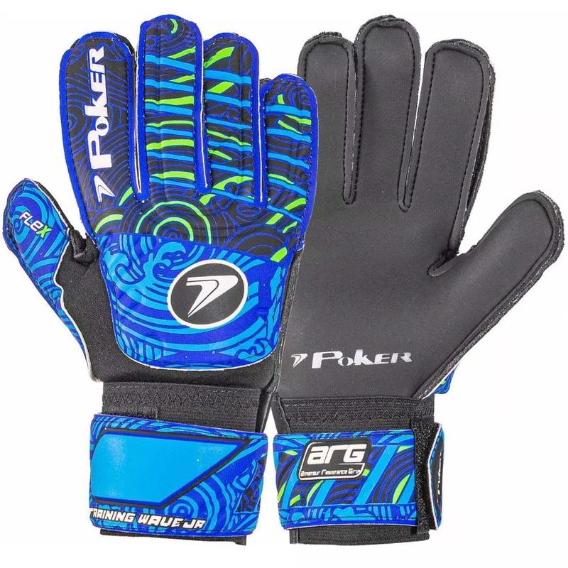 Luva de Goleiro Poker Campo Training Wave Junior Azul Preta e Verde ...