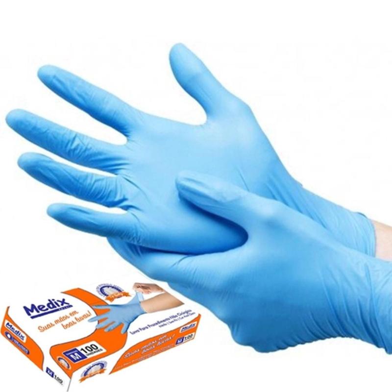 Luva de Procedimento Azul Nitrílica P M G 100 unidades - Medix - Medix ...