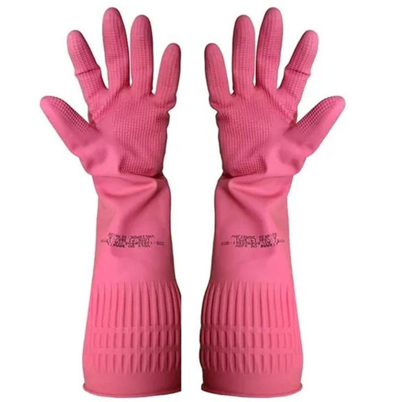 Luva Látex Ranhurada Longa Volk Rosa Cozinha Limpeza G - Luva Esponja ...