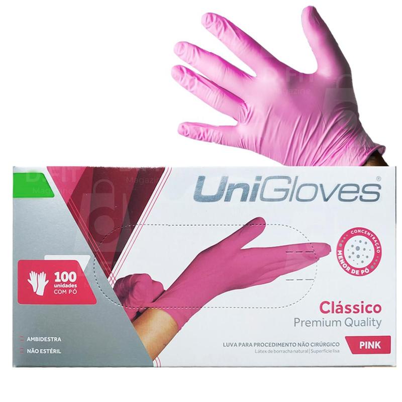 Luva Látex Rosa Pink Unigloves - 100un - Luva de Procedimento ...