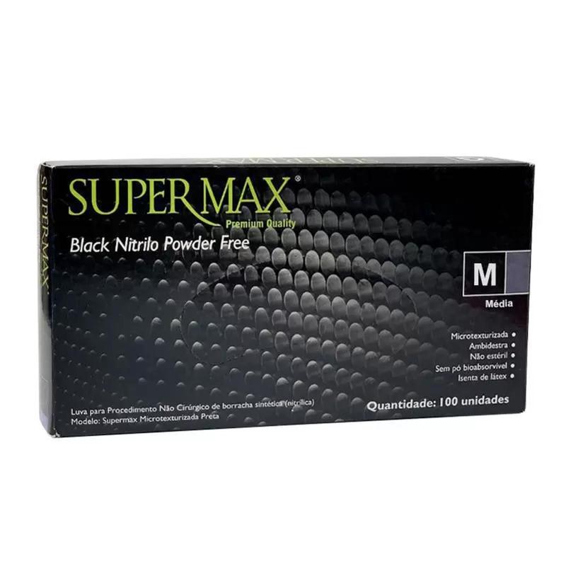 Luva Nitrílica Powder Free Preta Black Supermax - Luvas Descartáveis ...