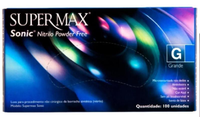 Luva Nitrílica Roxa Azul Cobalto Sonic Supermax - Luvas Descartáveis ...