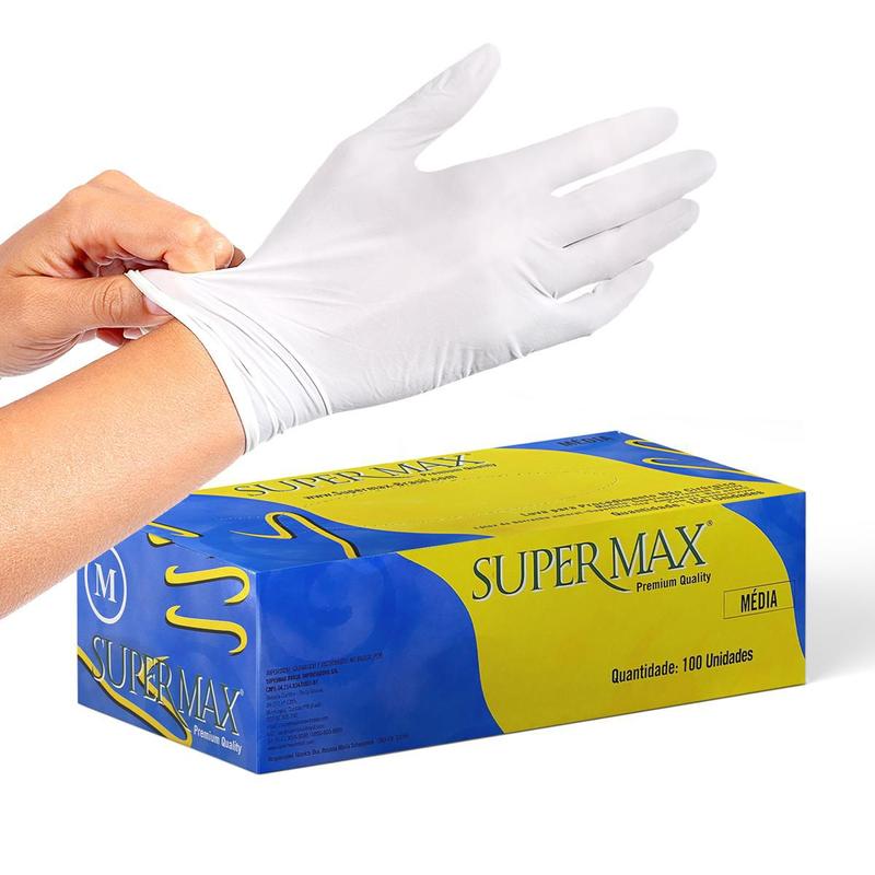 Luvas descartáveis Látex com pó Supermax 100 Unidades - Luvas ...