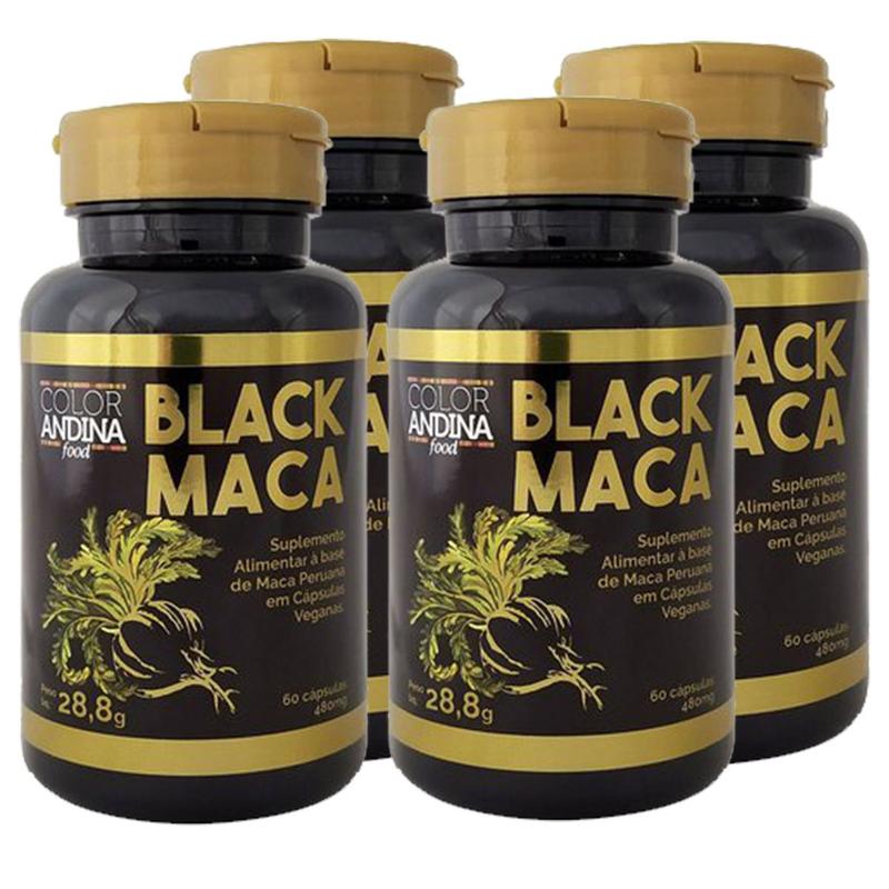 Maca Peruana Black Color Andina Food 60 Cápsulas Kit X4 - Maca Peruana ...