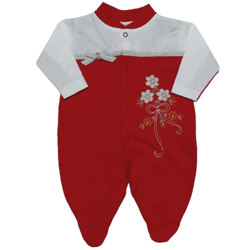Macacão Bebê Menina Confort Manga Longa Bordado Malha 100 Algodão ...