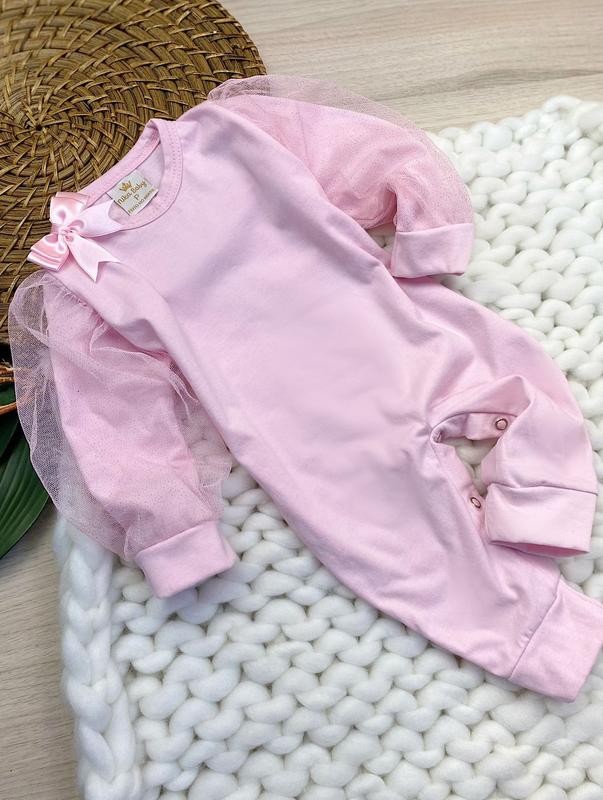 Macacão bebê menina manguinha tule - Nika baby - Macacão e Macaquinho ...