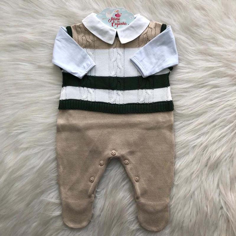 Macacão Com Body Bebê Maternidade Masculino Tricô Caio - Mimo da ...