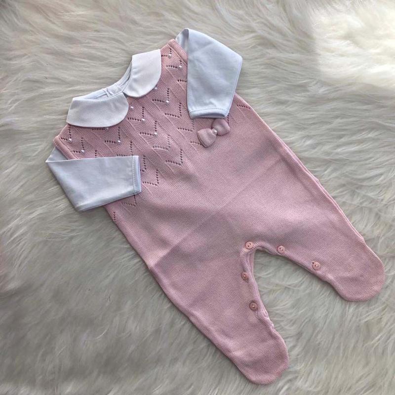 Macacão Com Body Bebê Maternidade Tricô Perolinhas Infantil - Mimo da ...