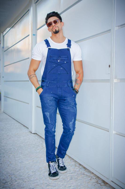 Macacão Longo Jens Masculino Jardineira Calça Suspensório - Boxer ...