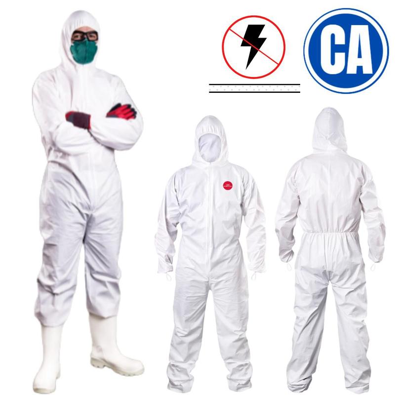 Macacão Segurança Proteção Química Laboratório Pintura Longo Laminado ...