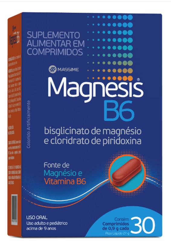 MAGNESIS B6 Magnésio e Vitamina B6 30 CÁPSULAS - MÁSSIME - Vitaminas A ...