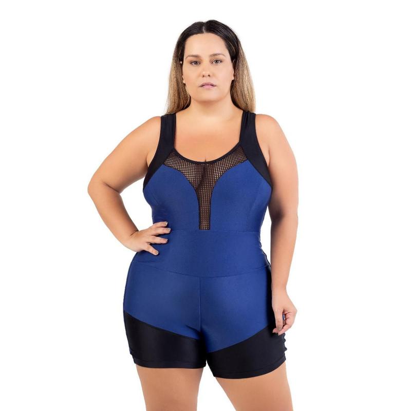 Maiô Feminino Plus Size Natação Hidroginástica Macaquinho - Caia Moda ...