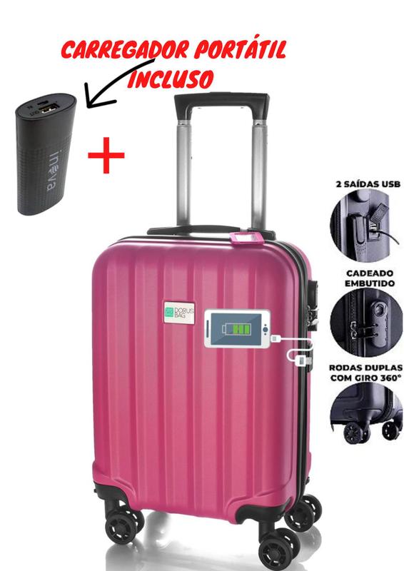 Mala de viagem bordo com duas entradas USB para carregar celulares ...