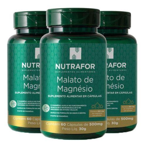 Malato De Magnésio 3 X 60 Cápsulas Nutrafor - Cloreto de Magnésio / Magnésio Dimalato - Magazine ...